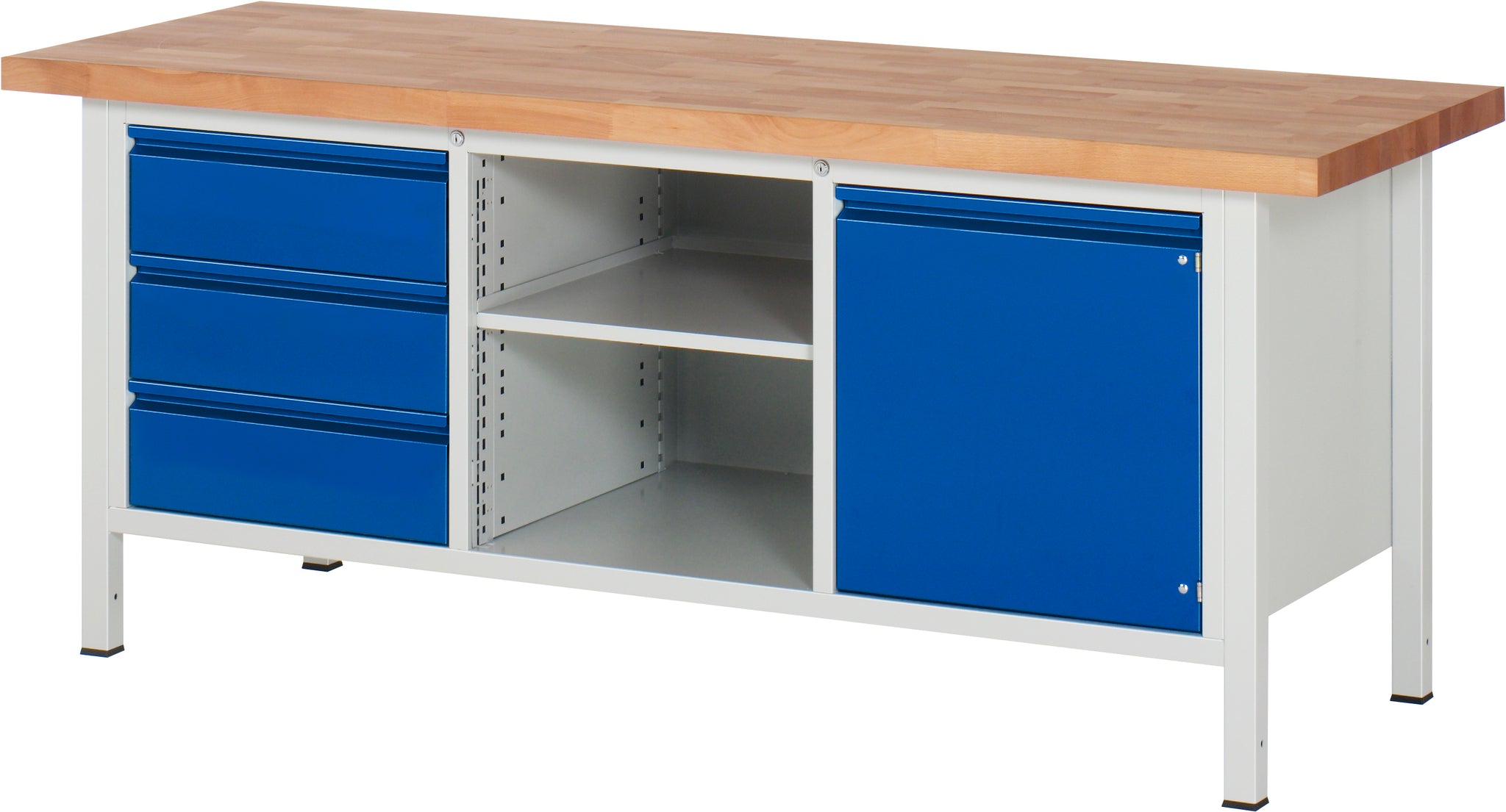 Industrial Workbenches with Drawers and Cabinets